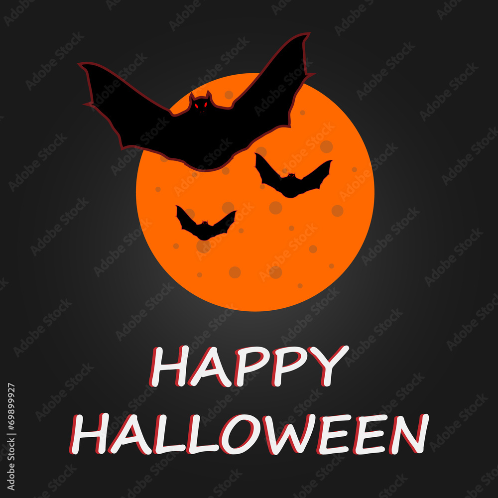 Hallaween bat to moon poster. Vector illustration Stock Vector | Adobe ...