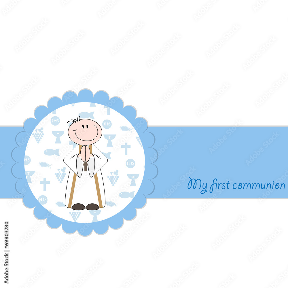 First Holy Communion Card template Stock Vector | Adobe Stock