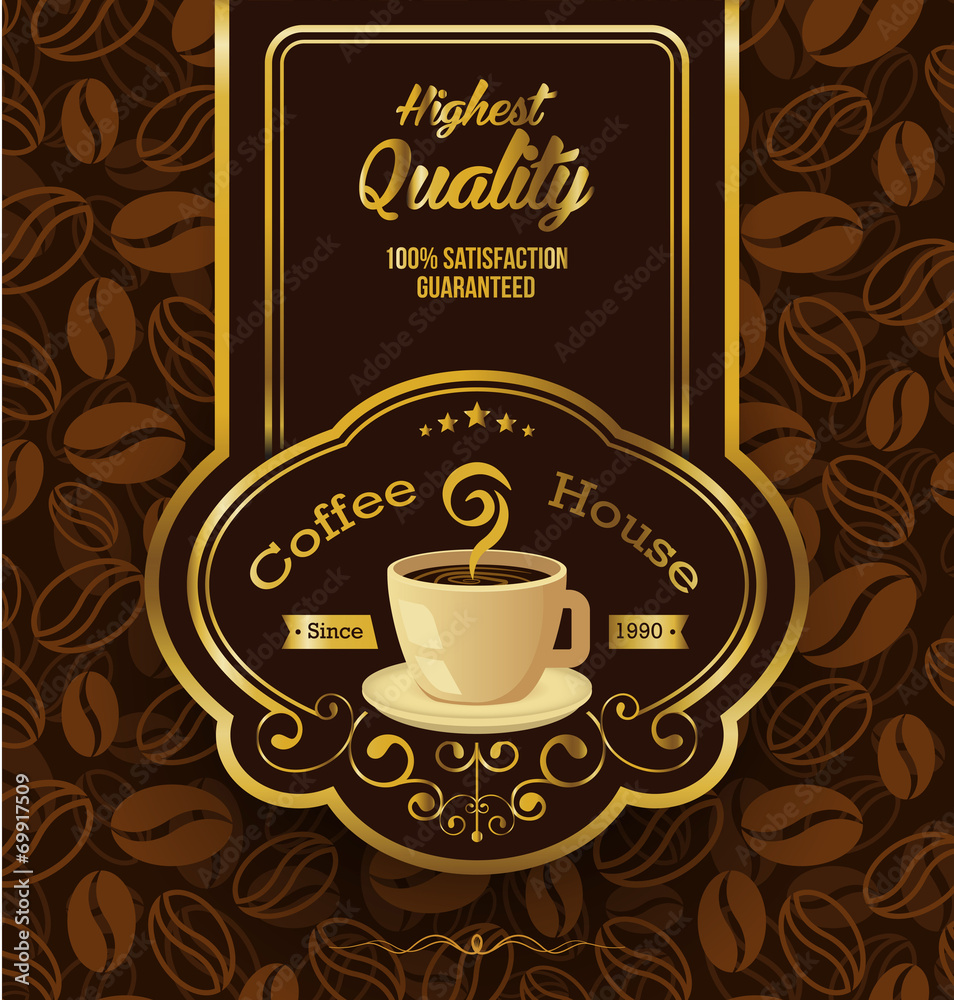 Premium coffee label over vintage background Stock Vector | Adobe Stock