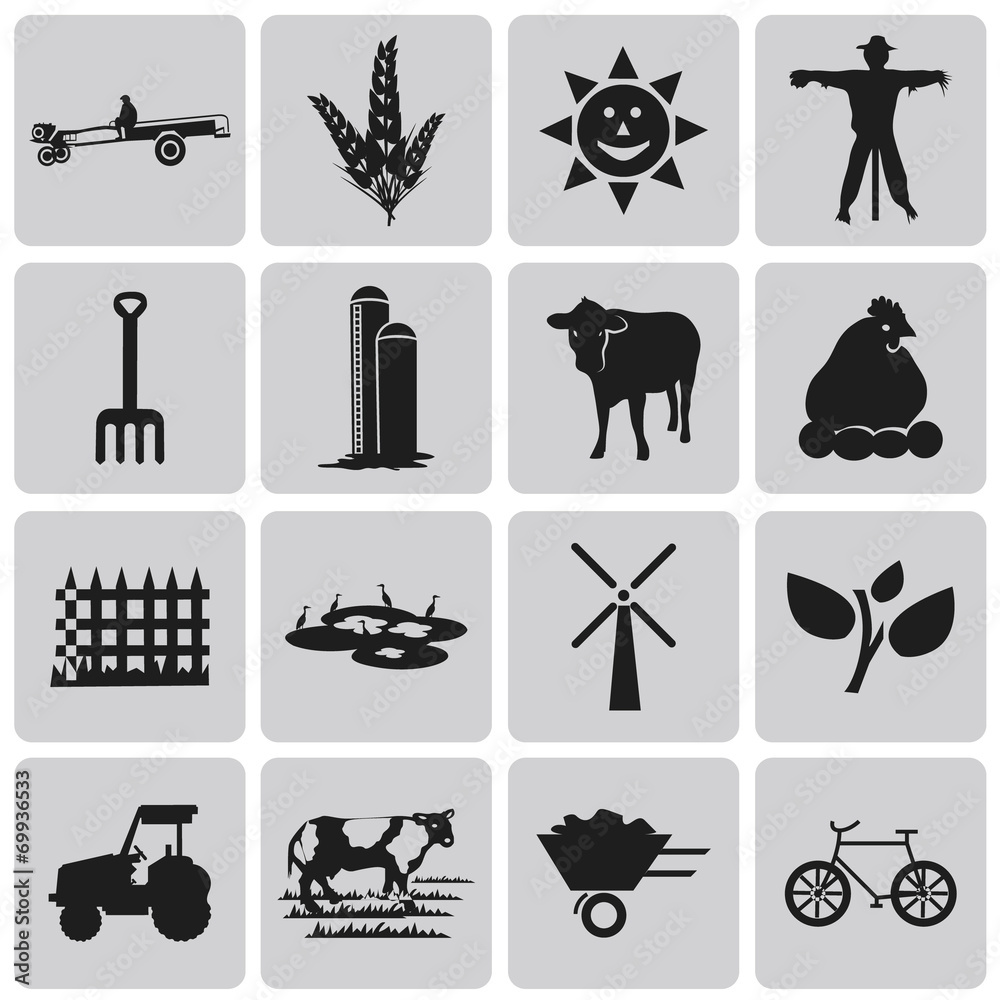 Agriculture and Farming black icons set1. Vector Illustration ep Stock ...