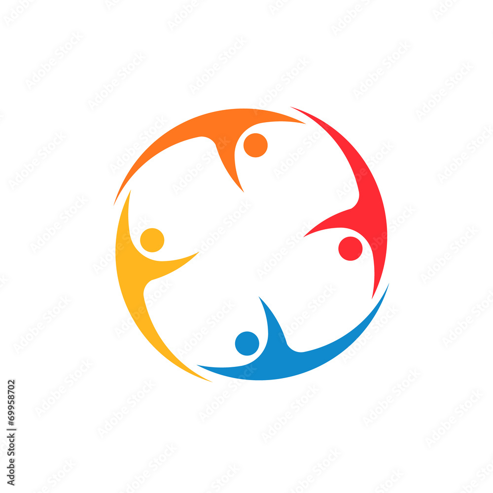 Team group of 4 people in circle logo Stock Vector | Adobe Stock