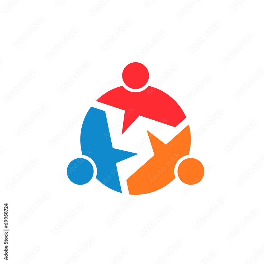 Teamwork Call out 3 people image logo Stock Vector | Adobe Stock