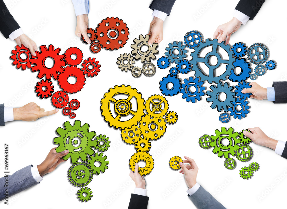 Multiethnic Group of People with Gear Symbol Stock Photo | Adobe Stock