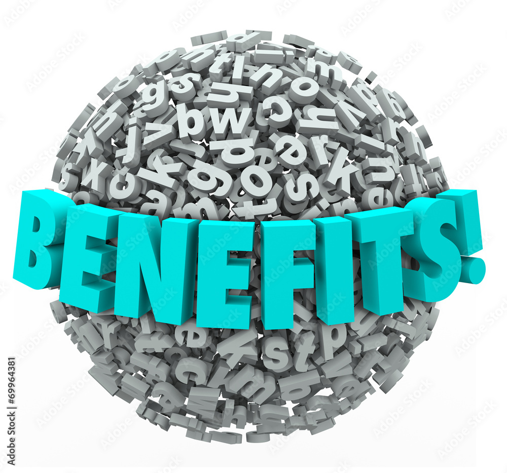 Benefits Rewards Compensation Word 3d Letters Ball Sphere Stock ...