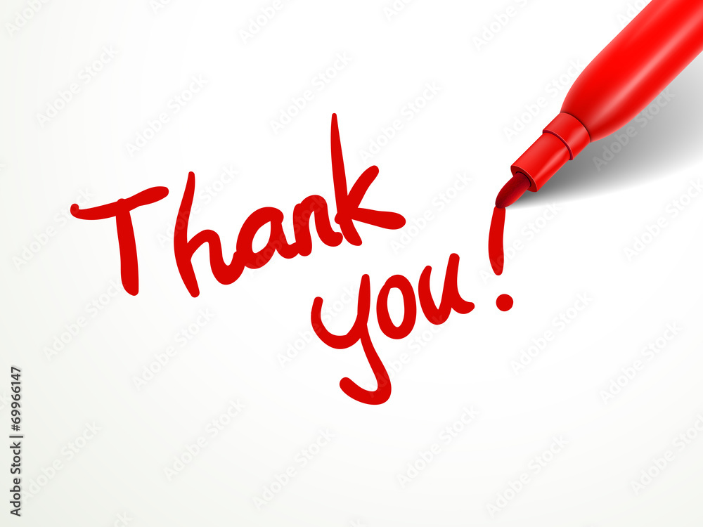red pen writing thank you over document Stock Vector | Adobe Stock