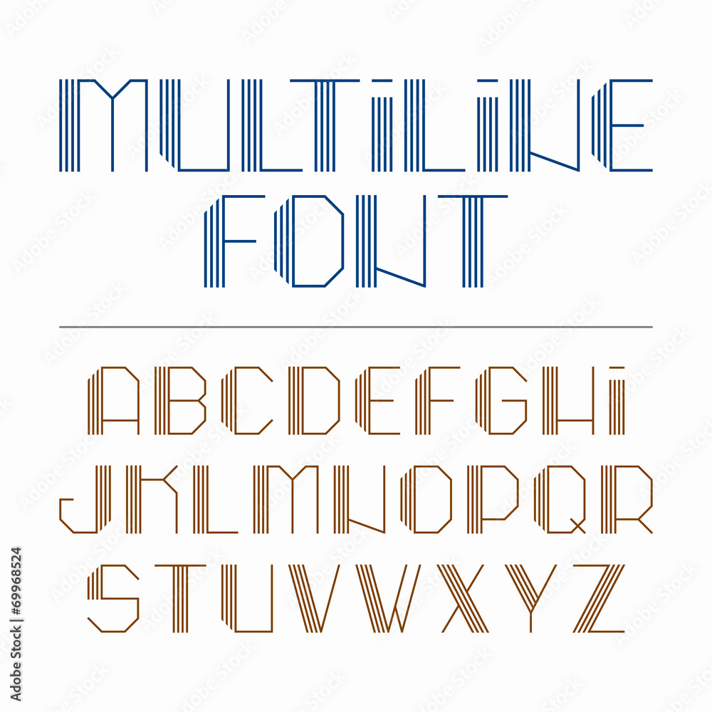 Multiline font, alphabet Stock Vector | Adobe Stock