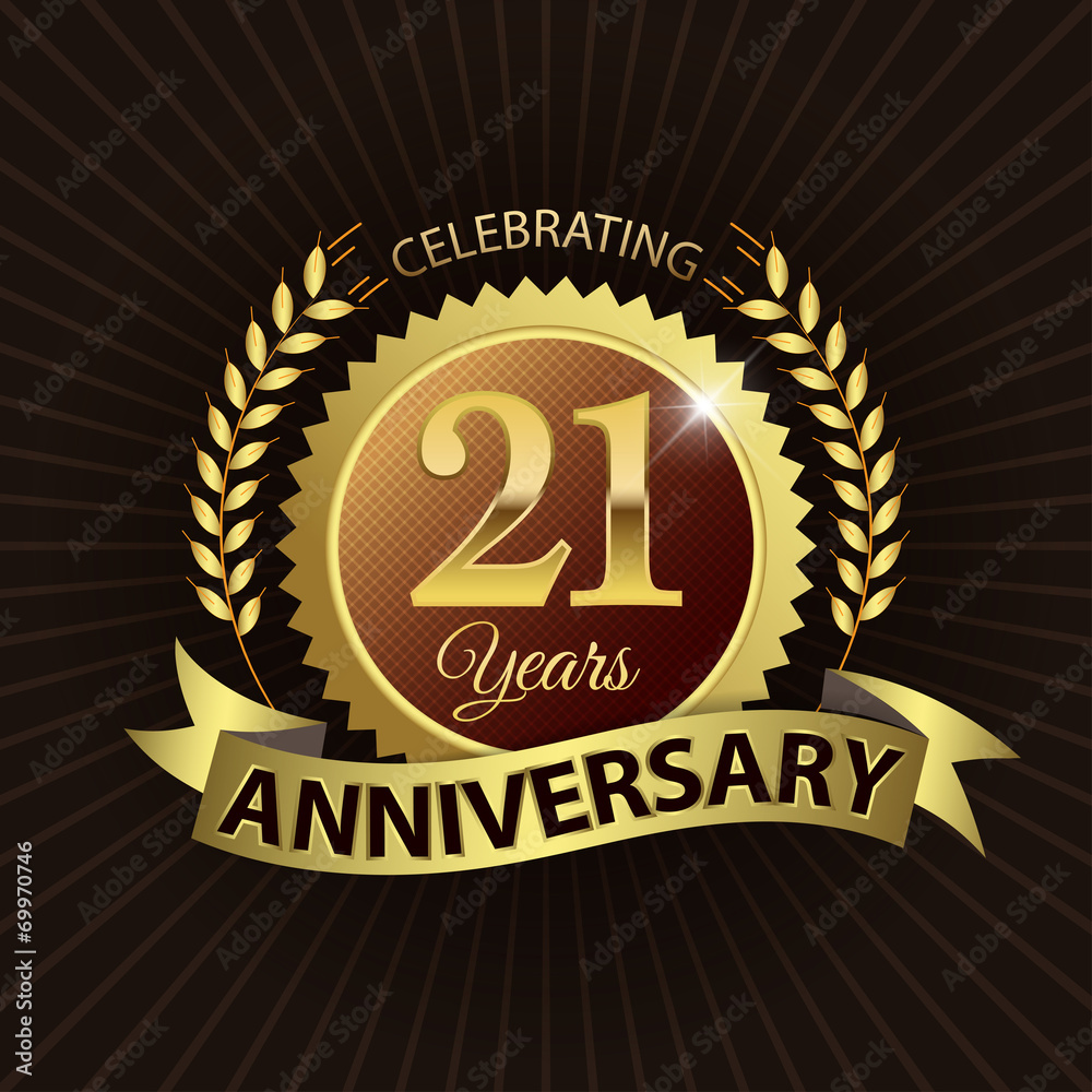 Celebrating 21 Years Anniversary - Laurel Wreath Seal & Ribbon Stock ...
