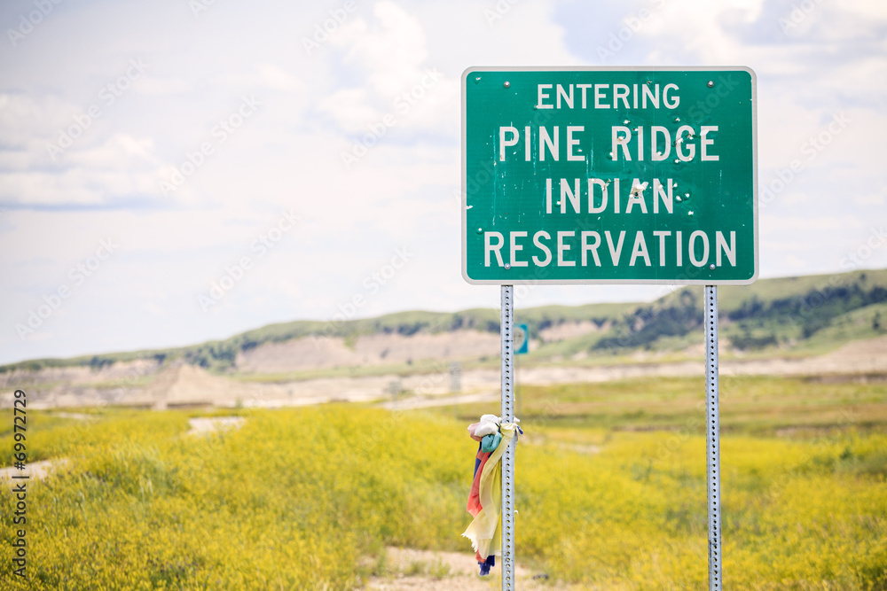 Entering Pine Ridge Indian Reservation Road Sign Stock Photo | Adobe Stock