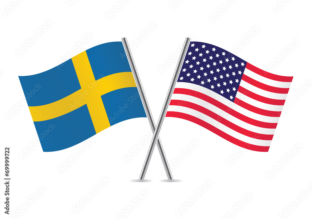 American and Swedish flags. Vector illustration. Stock Vector | Adobe Stock