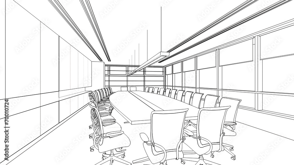 outline sketch of a interior meeting room Stock Illustration | Adobe Stock