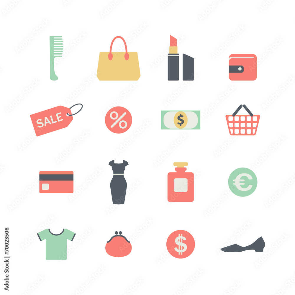 set of flat shopping icons Stock Vector | Adobe Stock
