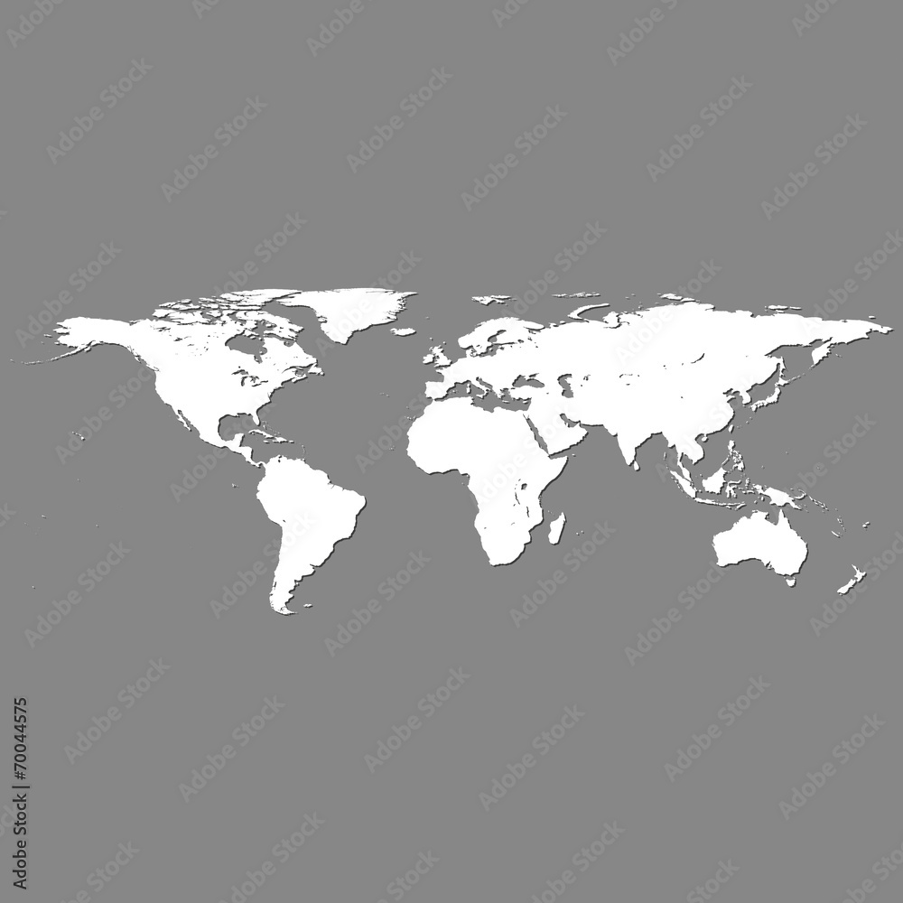 vector white world map with shadow on grey Stock Vector | Adobe Stock