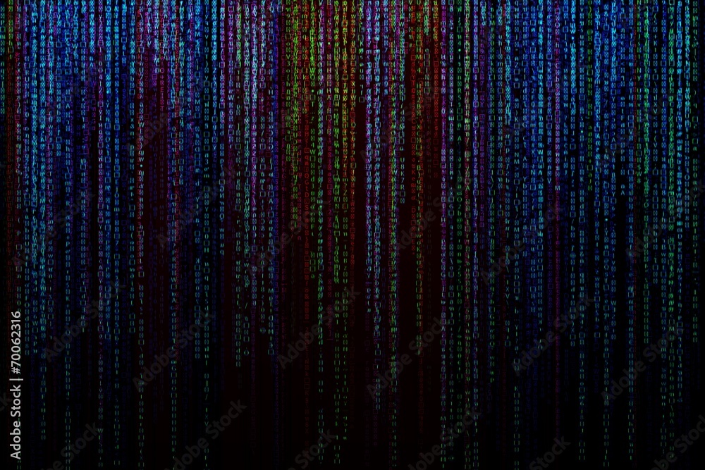Matrix background with the colorful symbols, motion blur Stock ...