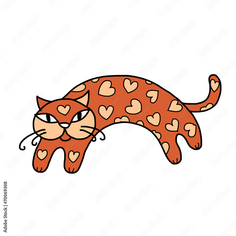 Art cat with hearts pattern for your design Stock Vector | Adobe Stock