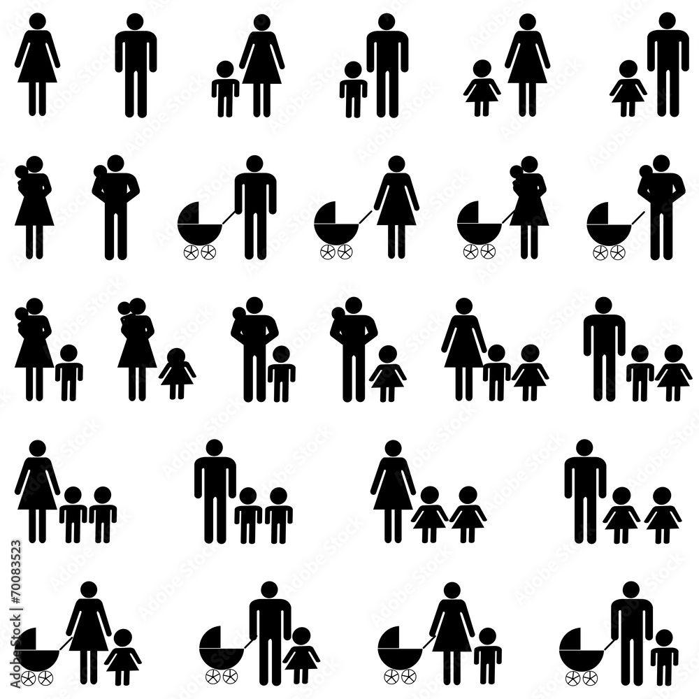 Single parent family icons Stock Illustration | Adobe Stock