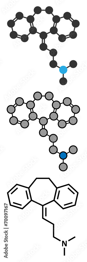 Amitryptiline tricyclic antidepressant drug molecule. Stock ...
