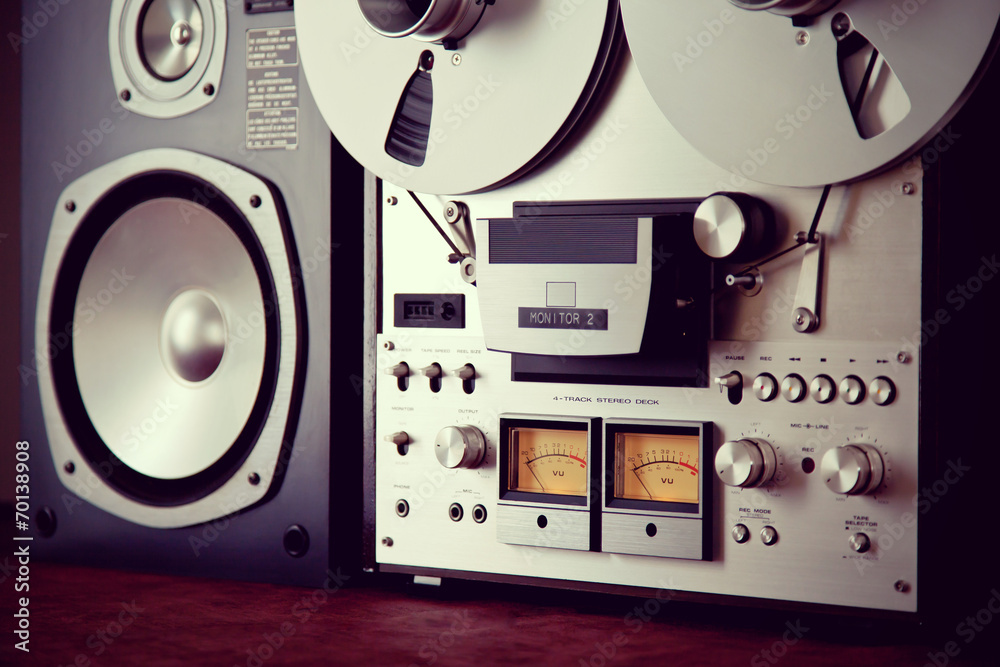 Analog Stereo Open Reel Tape Deck Recorder VU Meter Device Stock Photo ...