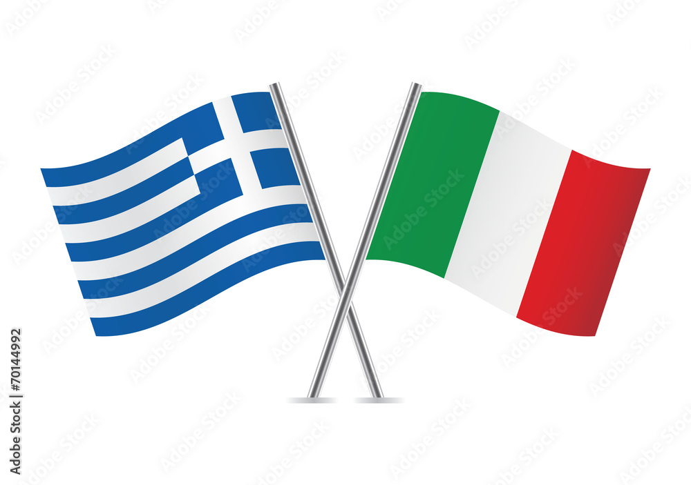 Greek and Italian flags. Vector illustration. Stock Vector | Adobe Stock