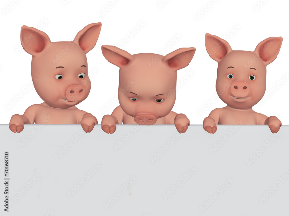 3d cartoon pigs with a blank frame Stock Illustration | Adobe Stock