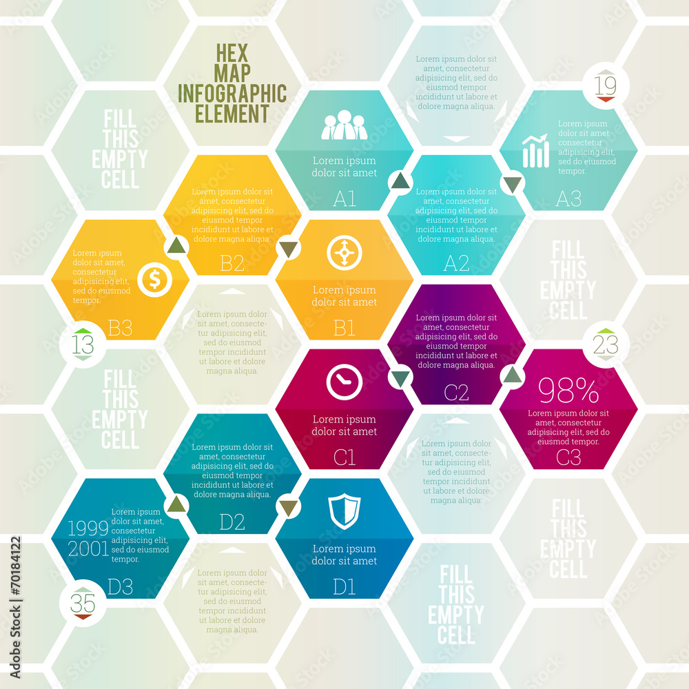 Hex Map Infographic Stock Vector | Adobe Stock