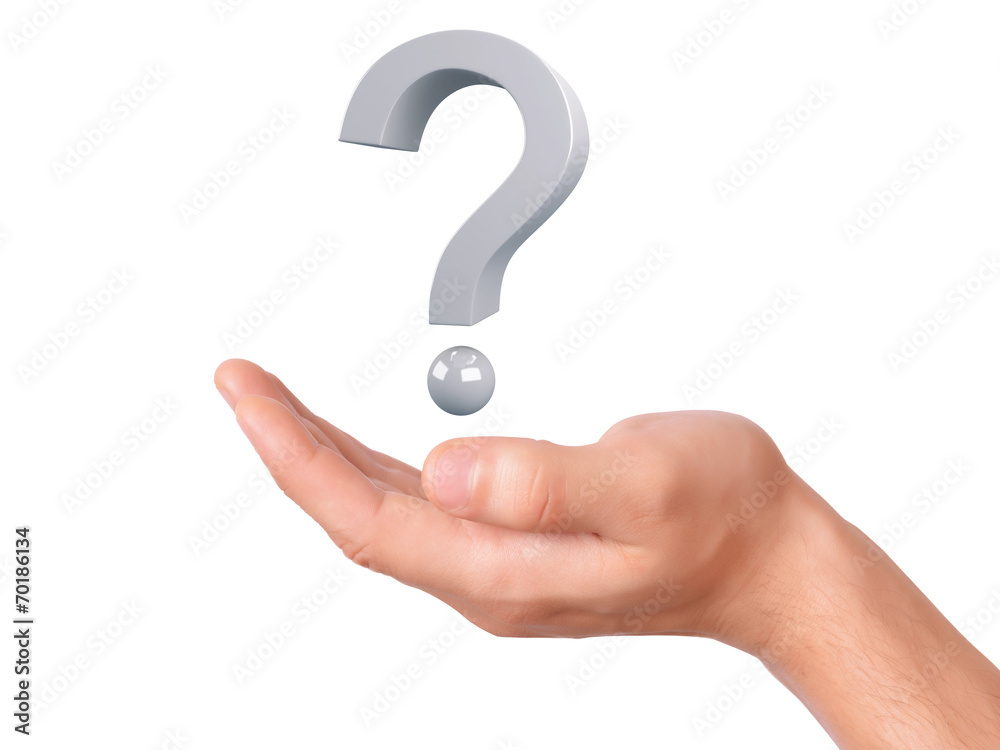 Hand holding question mark on a white background Stock Photo | Adobe Stock