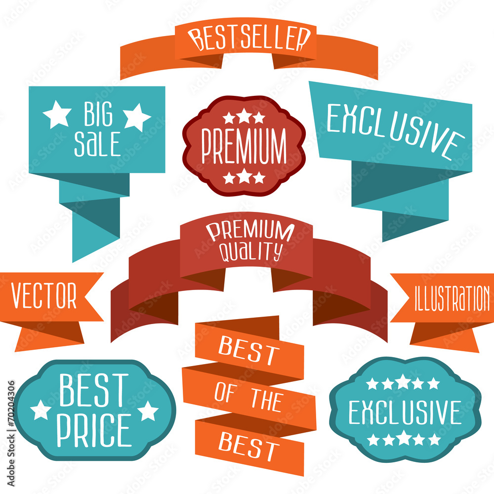Flat vector typographic labels, tags, badges, stamps and emblems Stock ...
