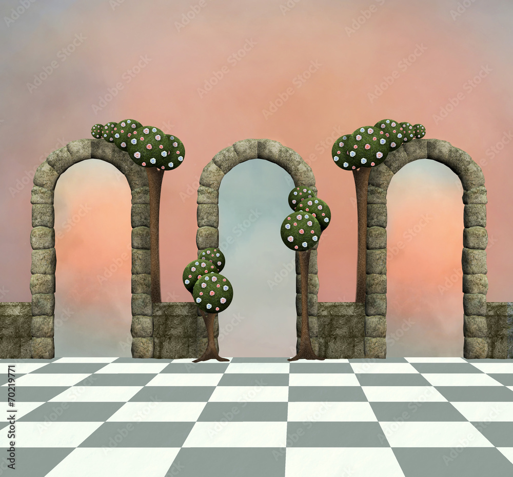 Wonderland series - Wonderland background with arcs Stock Illustration ...