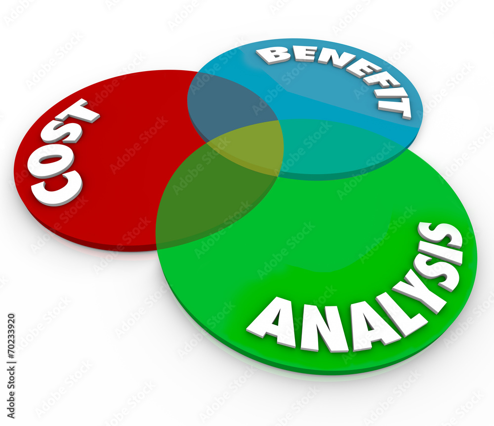 Cost Benefit Analysis 3d Venn Diagram Words Stock Illustration | Adobe ...