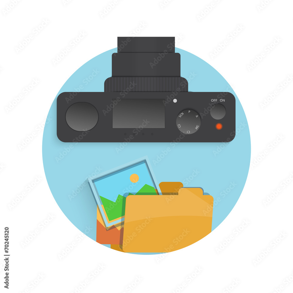 Photograph icon of camera, folder and photo Stock Vector | Adobe Stock