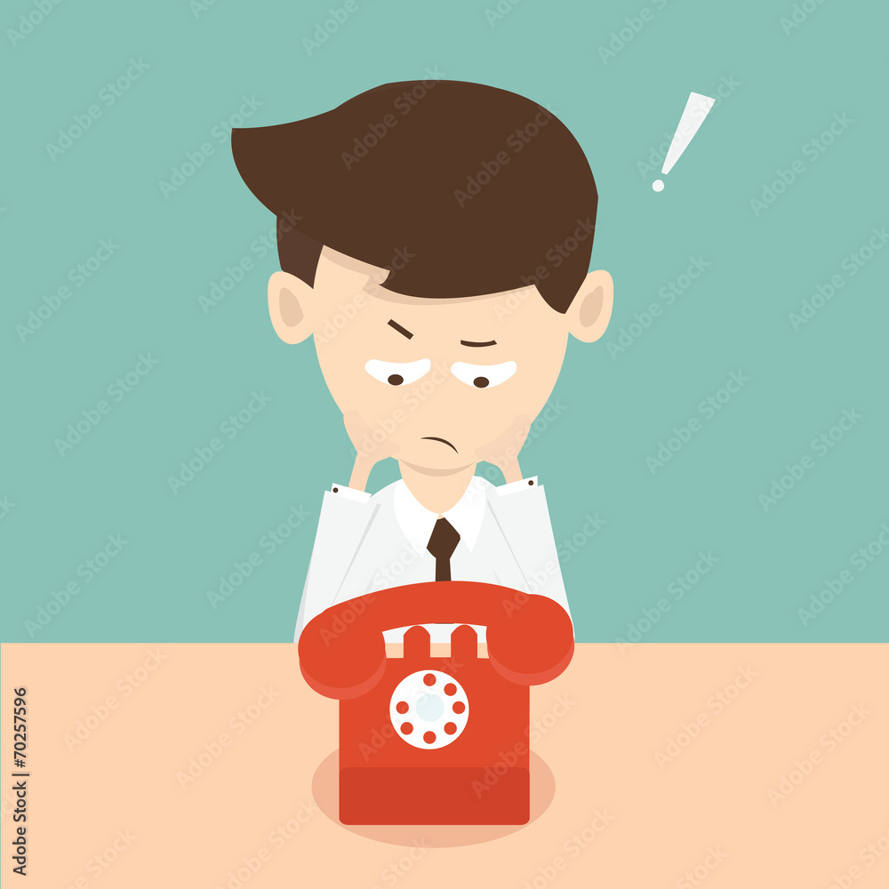 Businessman with phone - waiting for a call Stock Vector | Adobe Stock