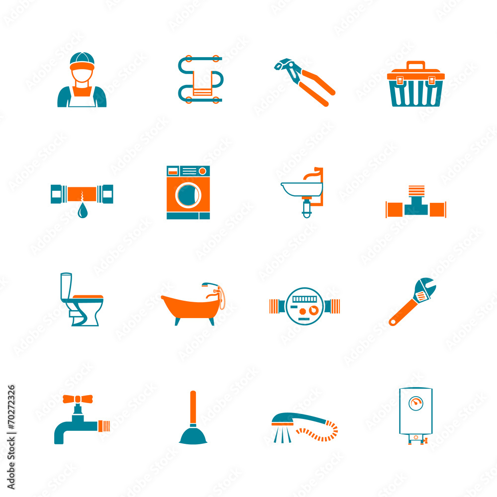 Plumbing icons set Stock Vector | Adobe Stock