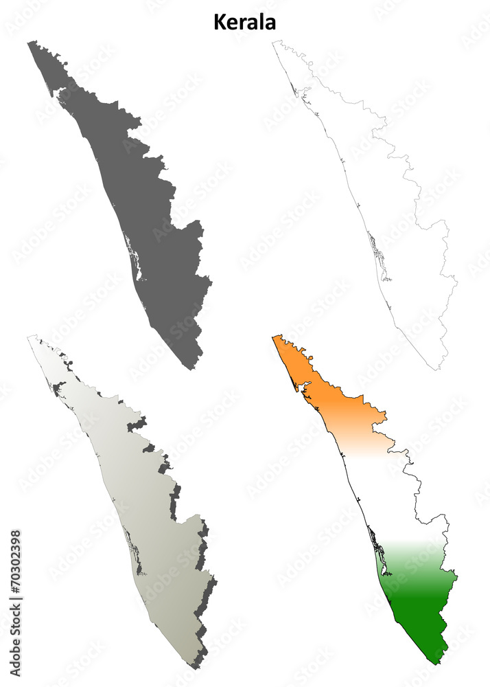 Kerala blank detailed outline map set Stock Vector | Adobe Stock