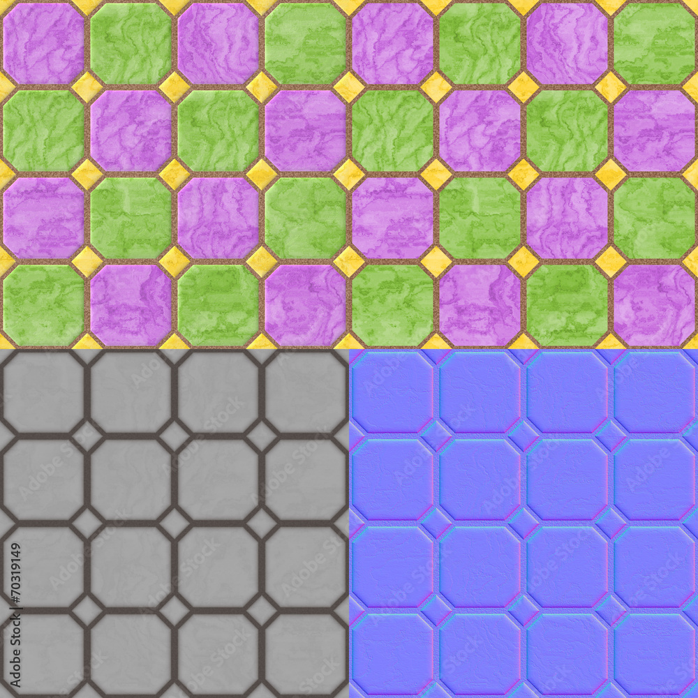 Floor tiles seamless generated texture (with diffuse, bump and n Stock ...