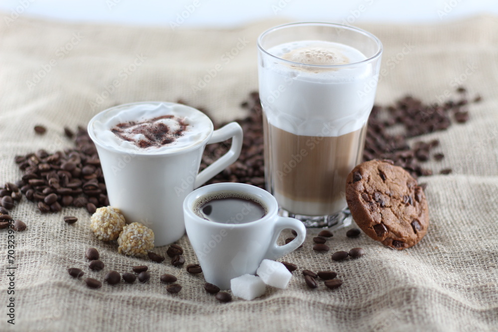 Kaffee, Latte Macchiato, Espresso Stock-Foto | Adobe Stock