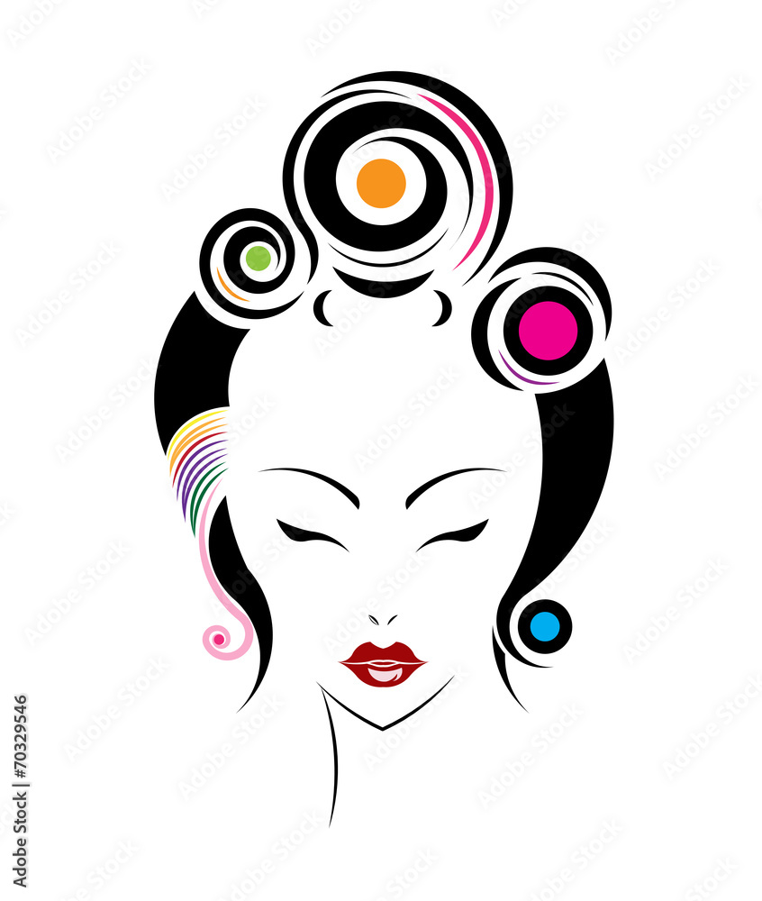 Short hair style icon, logo women face Stock Vector | Adobe Stock
