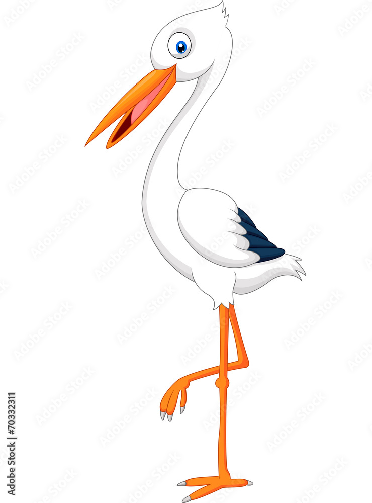 Cute stork cartoon posing Stock Vector | Adobe Stock