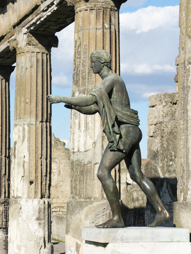 excavations of Pompeii apollo statue in ancient roman city Stock Photo ...