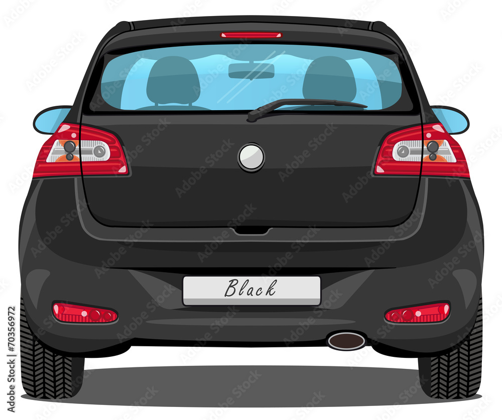 Vector Car - Back view - Black - with visible interior Stock Vector ...