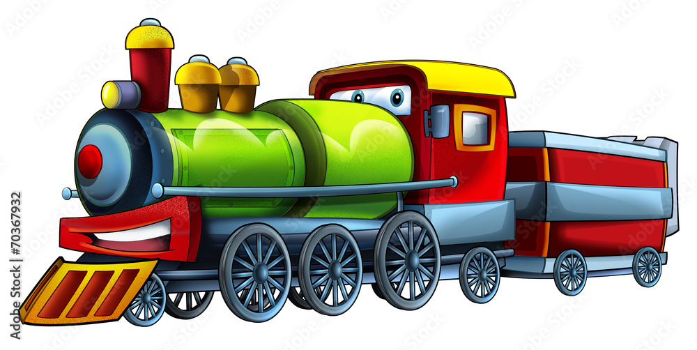 Cartoon steam train - caricature - illustration Stock Illustration ...
