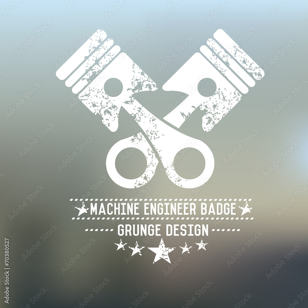 Engine badge grunge symbol on blur background Stock Vector | Adobe Stock