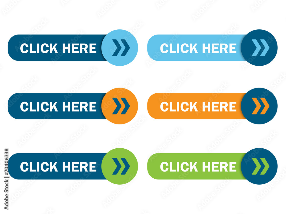 "CLICK HERE" BUTTONS (contact start continue submit ok go) Stock Vector ...