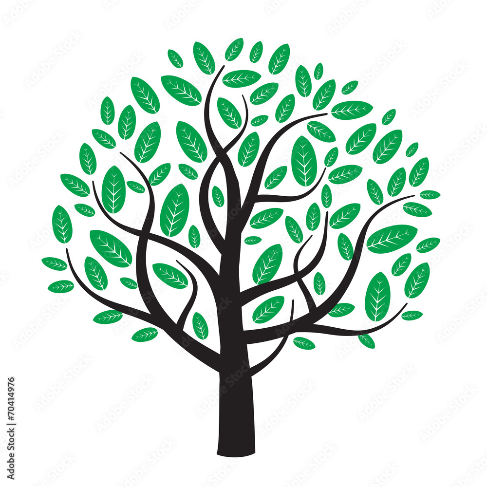vector tree and green leafs Stock Vector | Adobe Stock