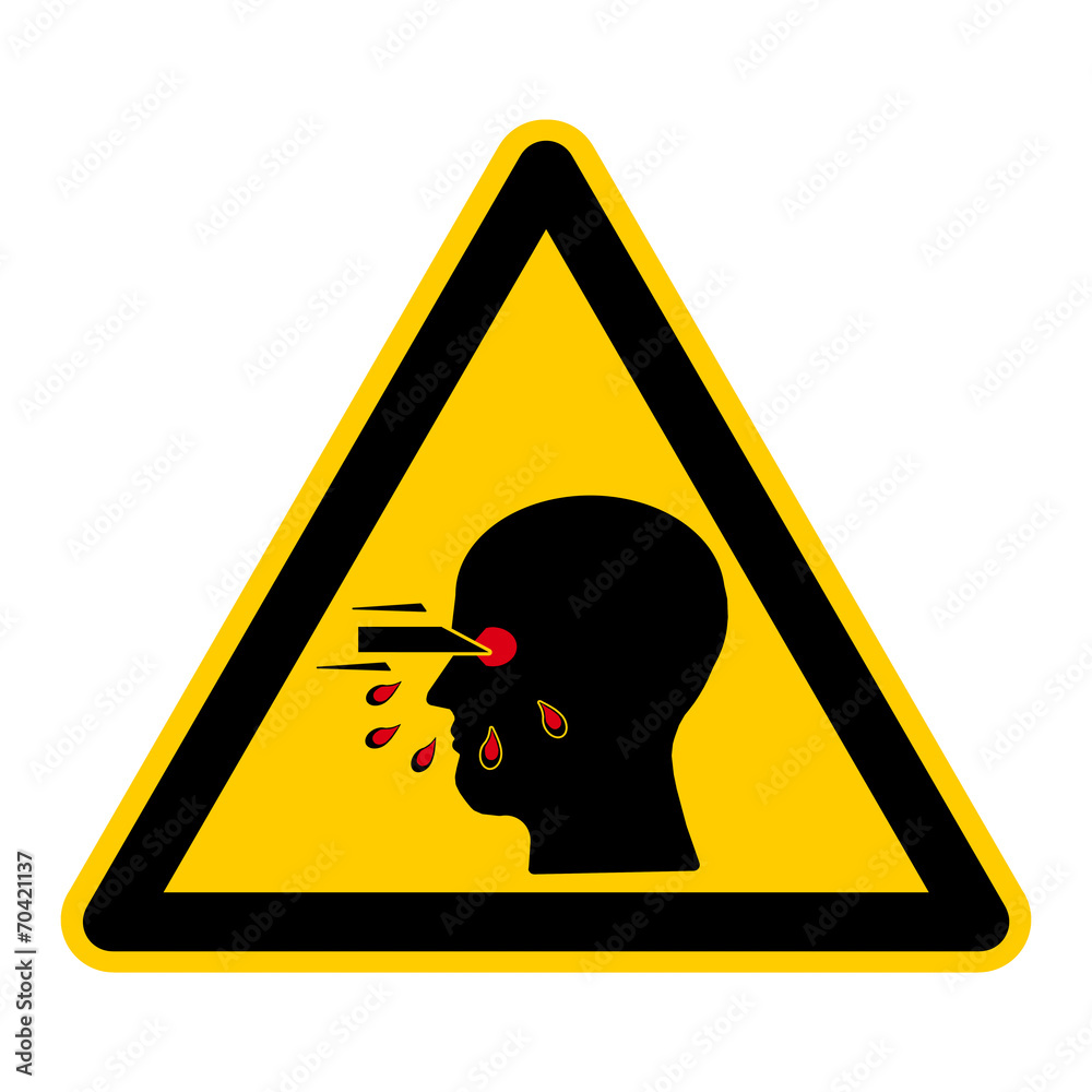 wso76 WarnSchildOrange - english warning sign: risk of eye injury ...