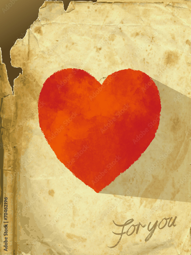 The vector illustration heart of an old paper -card_heart_red- Stock ...