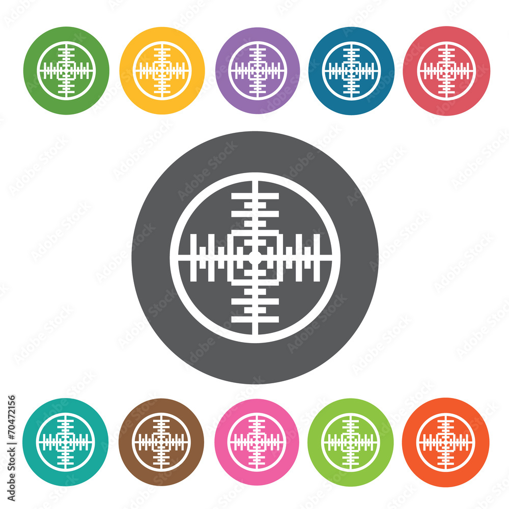 Square reticle with dot icon. Crosshair icon set. Round colourfu Stock ...