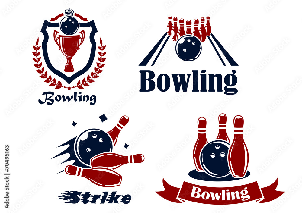 Bowling emblems and symbols Stock Vector | Adobe Stock