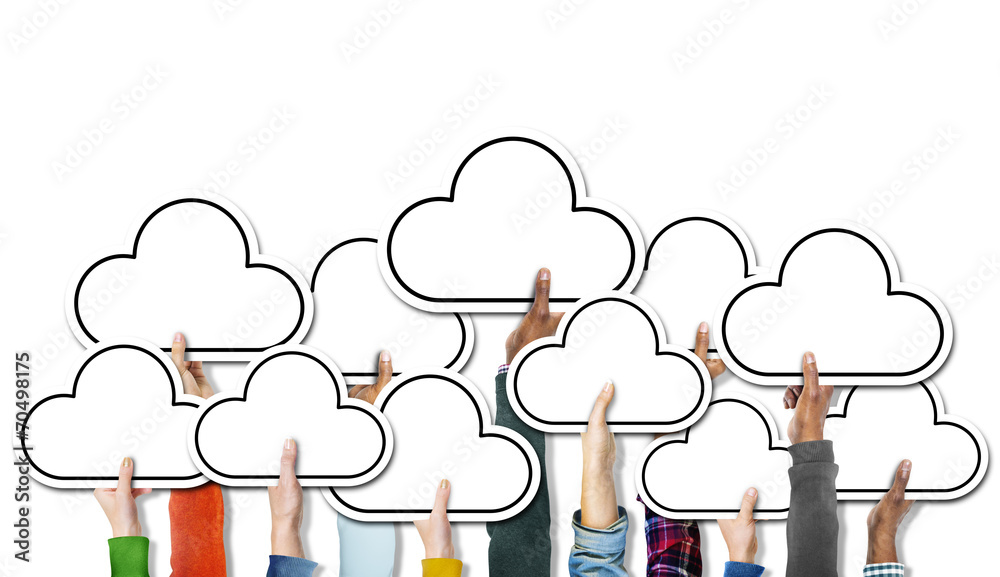 Group of Hands Holding Cloud Symbol Stock Photo | Adobe Stock