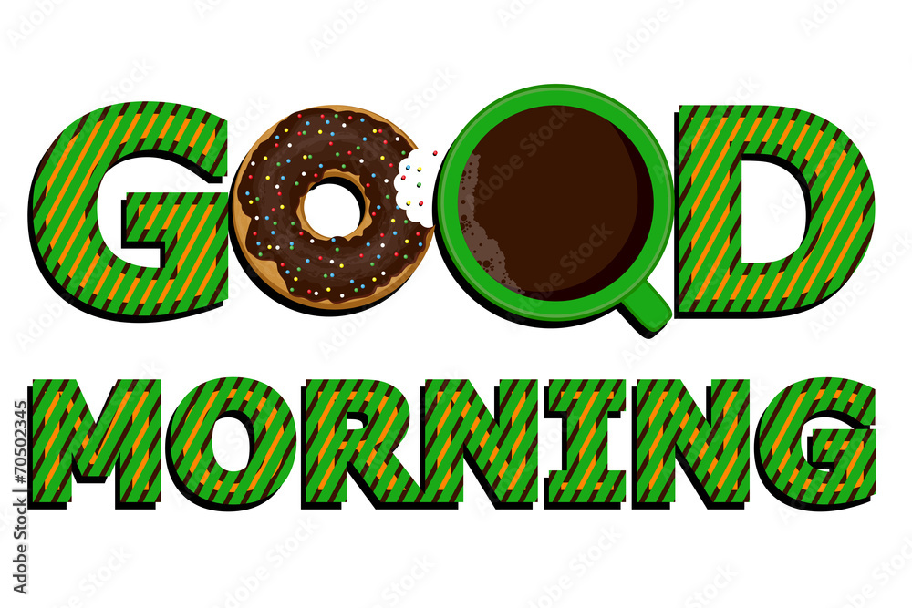 Good morning! Coffee and donuts, vector Stock Vector | Adobe Stock
