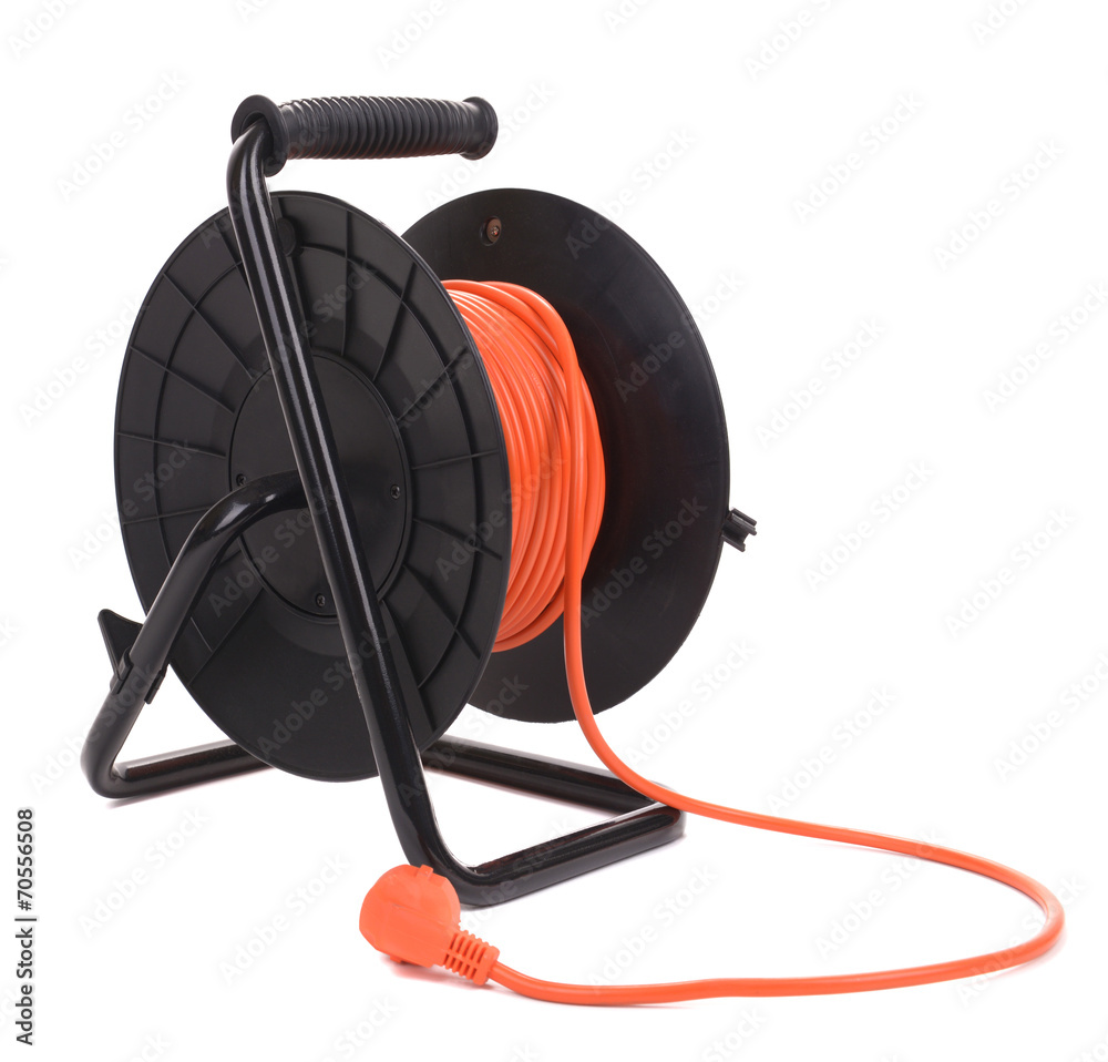 Extension electric cable reel isolated on white background Stock Photo ...