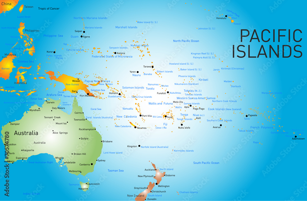 pacific islands map Stock Vector | Adobe Stock